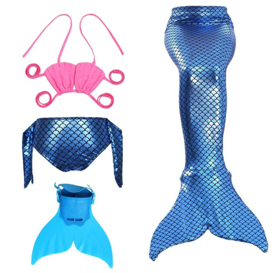 Best Swimmable Mermaid Tail Swimsuit Bikini for Kids Dark Blue Mermaid ...