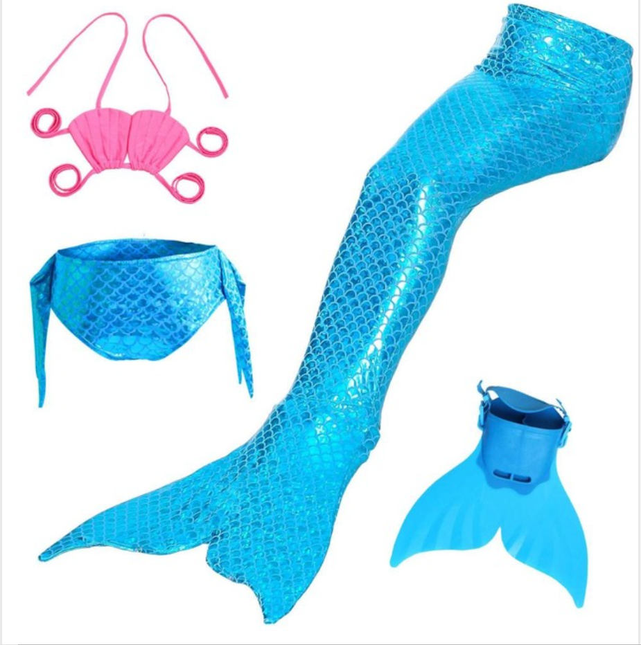 Best Swimmable Mermaid Tail Swimsuit Bikini for Kids Blue Mermaid Tail ...
