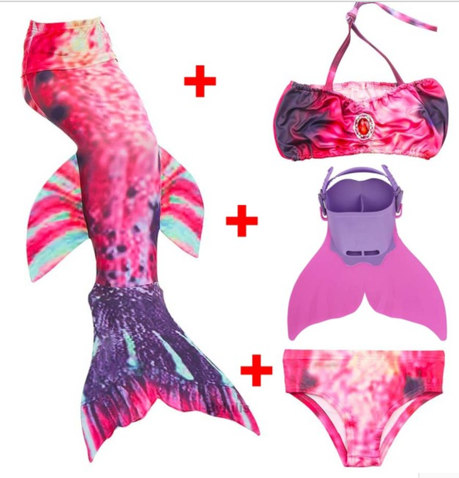 Kids Best Mermaid Tails for Swimming Swimsuit Bikini S with Fins Monof ...